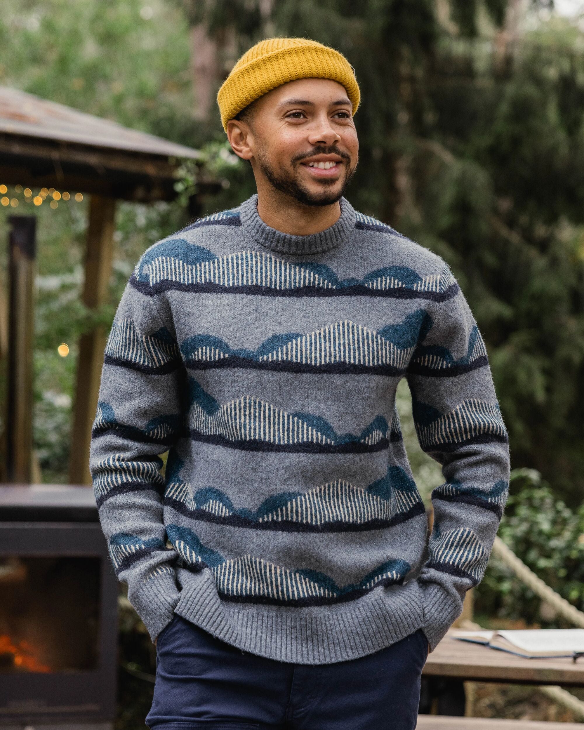 Seafoam Patterned Knitted Jumper Scenic Stripe Blue – Passenger